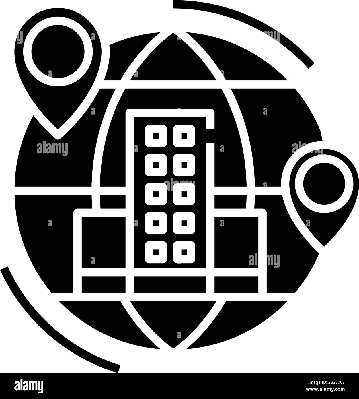 Industry locations black icon, concept illustration, vector flat symbol ...