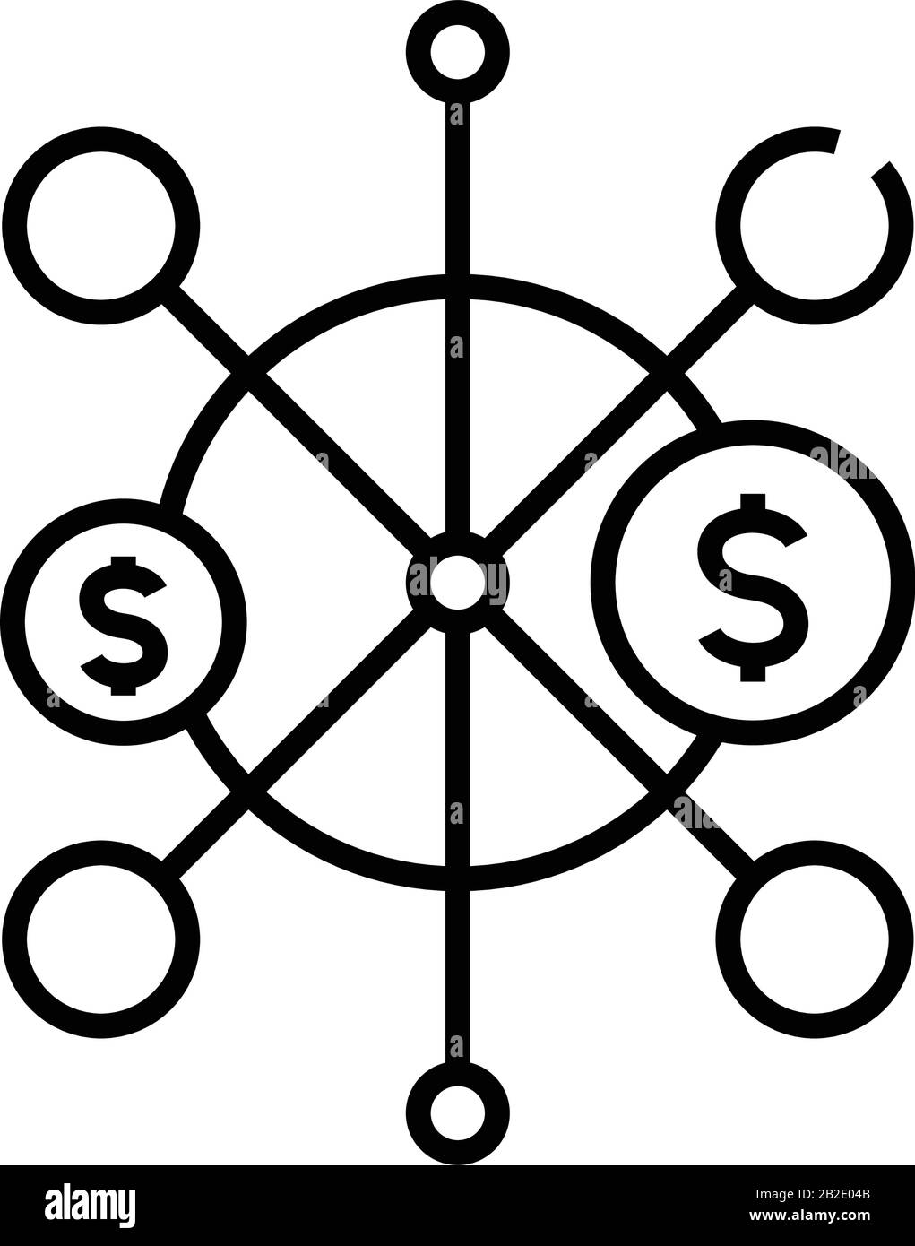 Spreading money line icon, concept sign, outline vector illustration ...