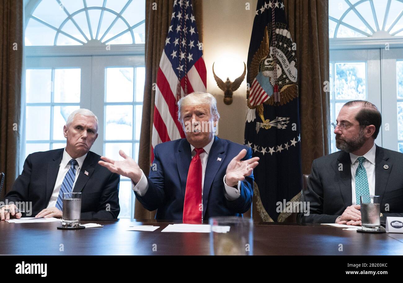 Washington, United States. 02nd Mar, 2020. President Donald Trump (C ...