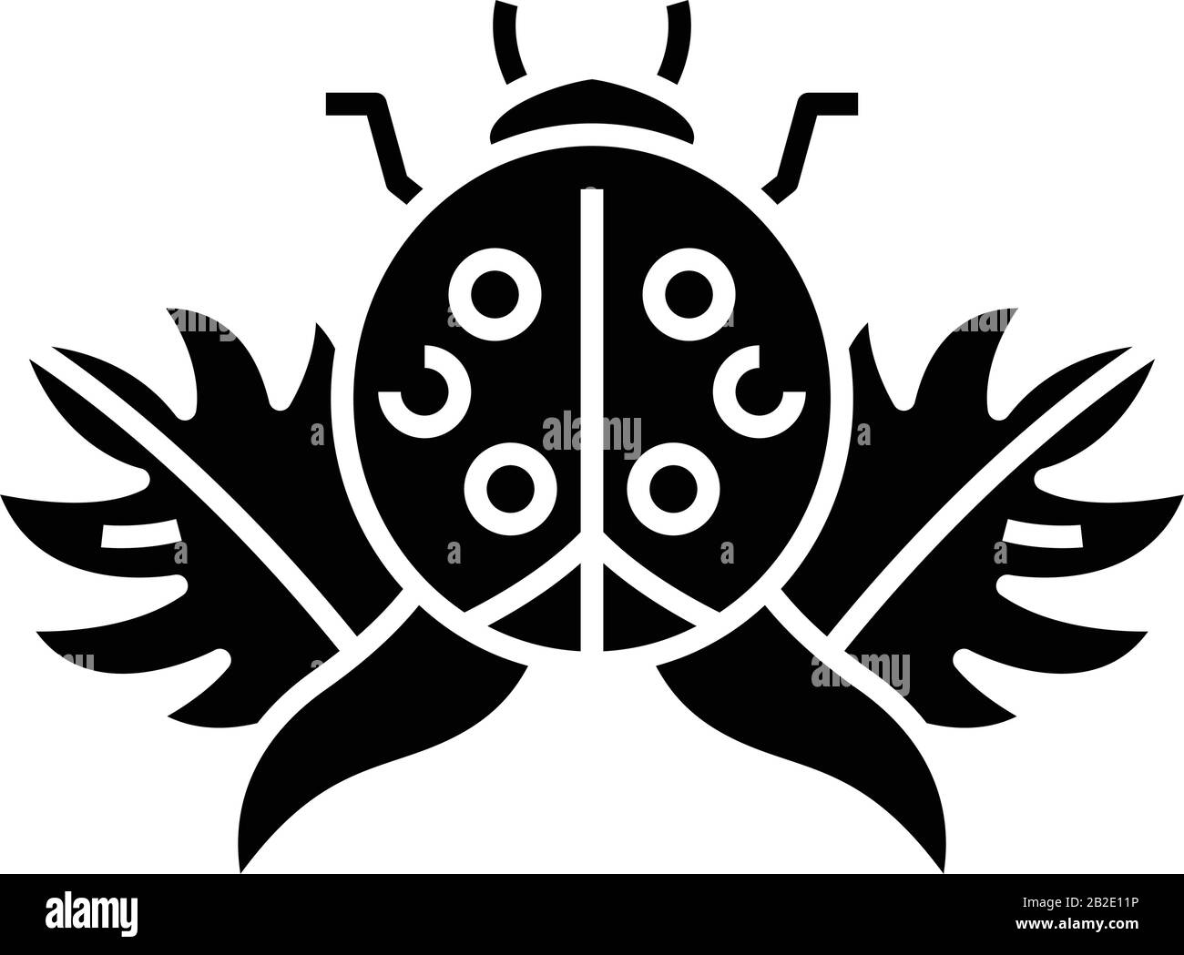 Ladybug black icon, concept illustration, vector flat symbol, glyph ...