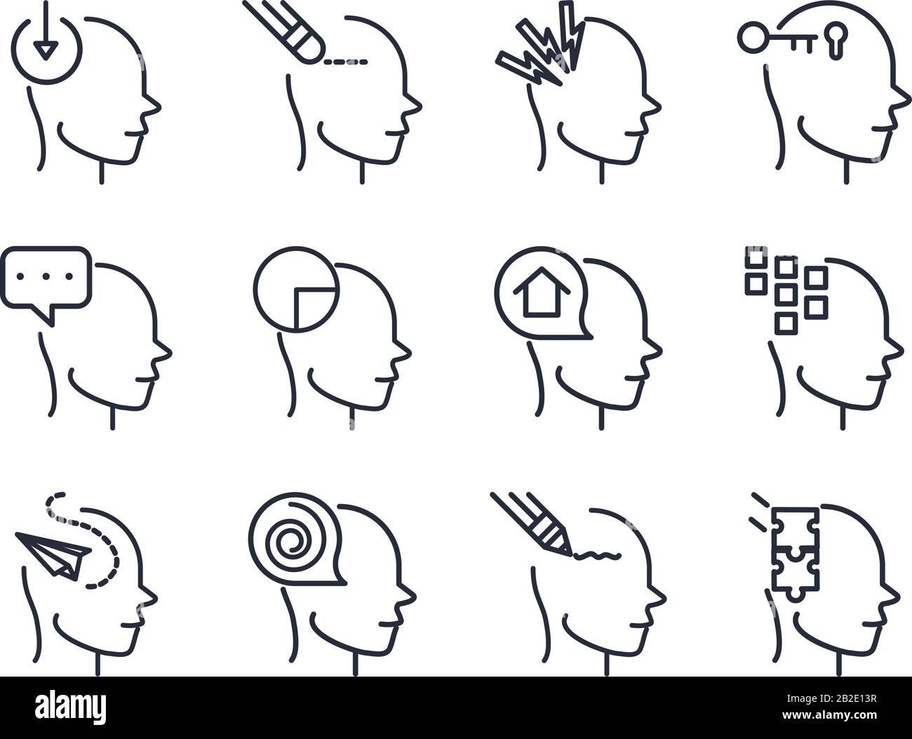 alzheimers disease neurological brain medical condition icons set ...