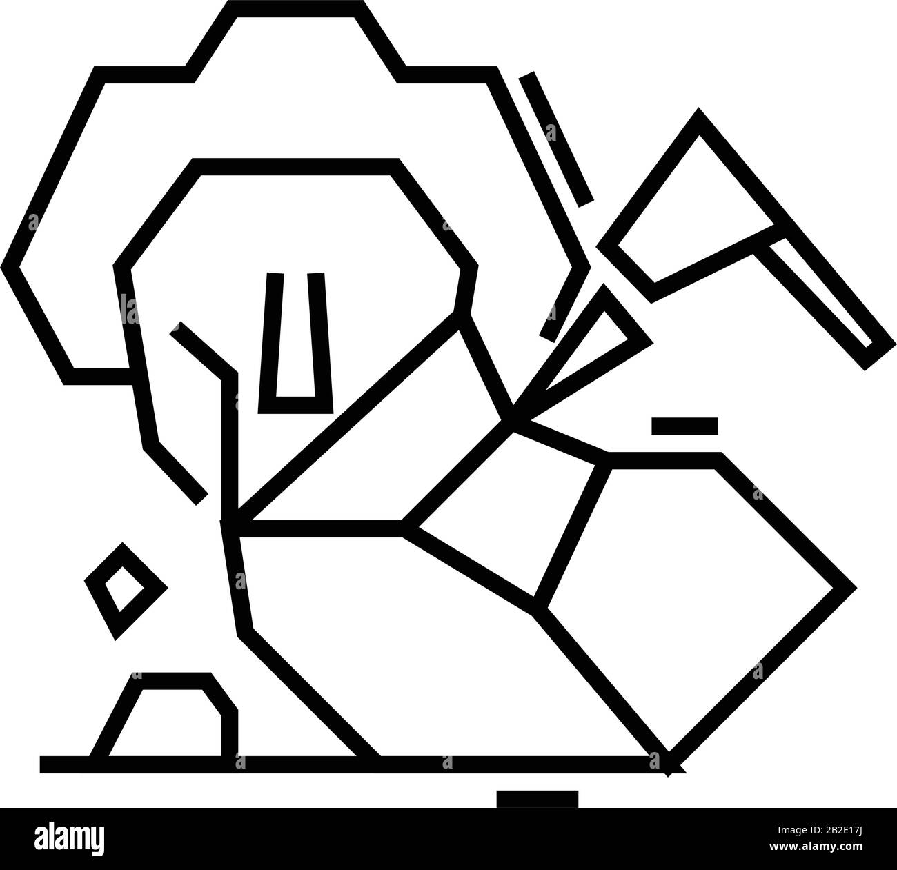 Stone carving line icon, concept sign, outline vector illustration ...