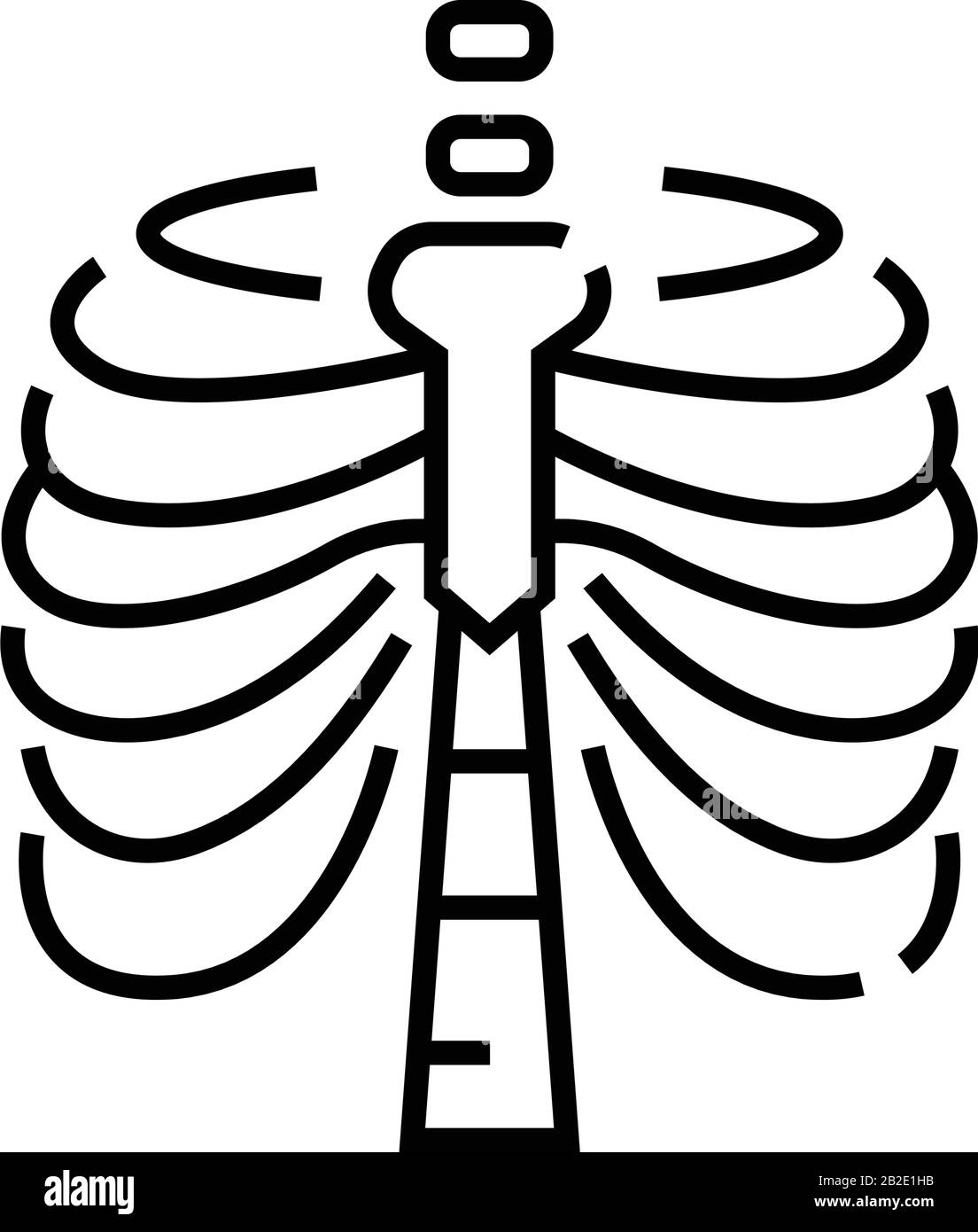 Sternum bone structure line icon, concept sign, outline vector ...
