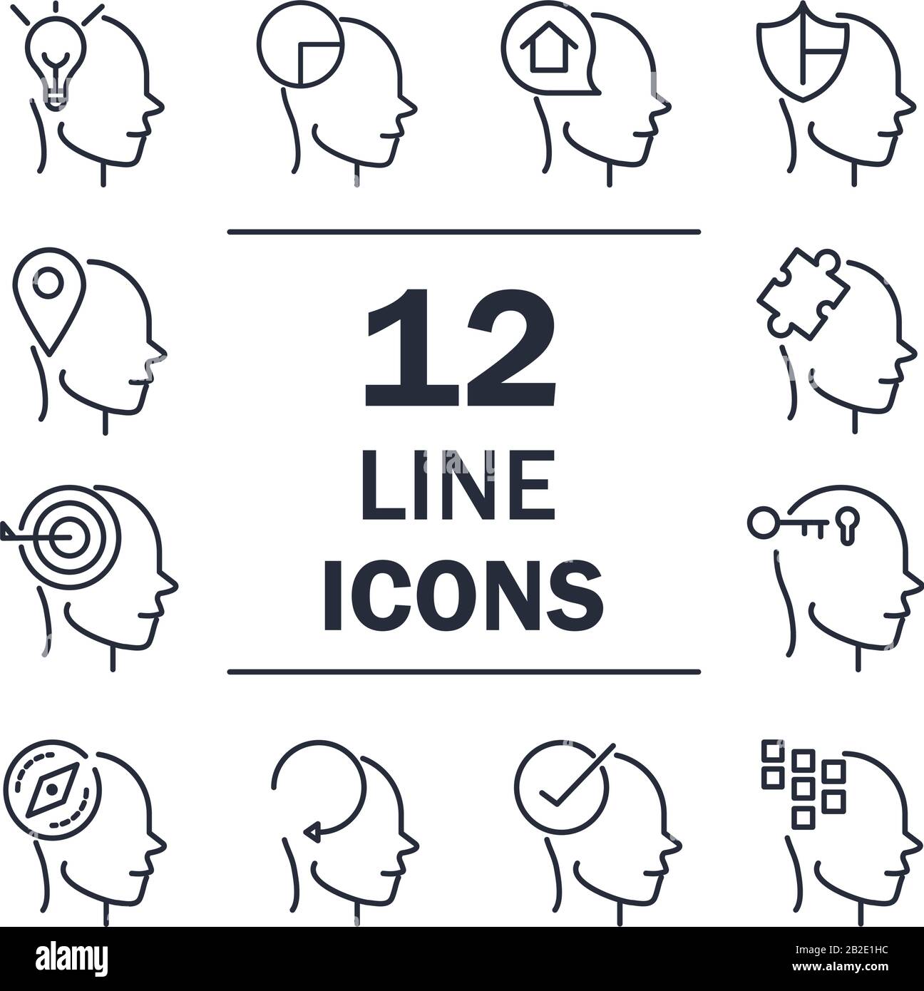 alzheimers disease neurological brain medical condition icons set ...