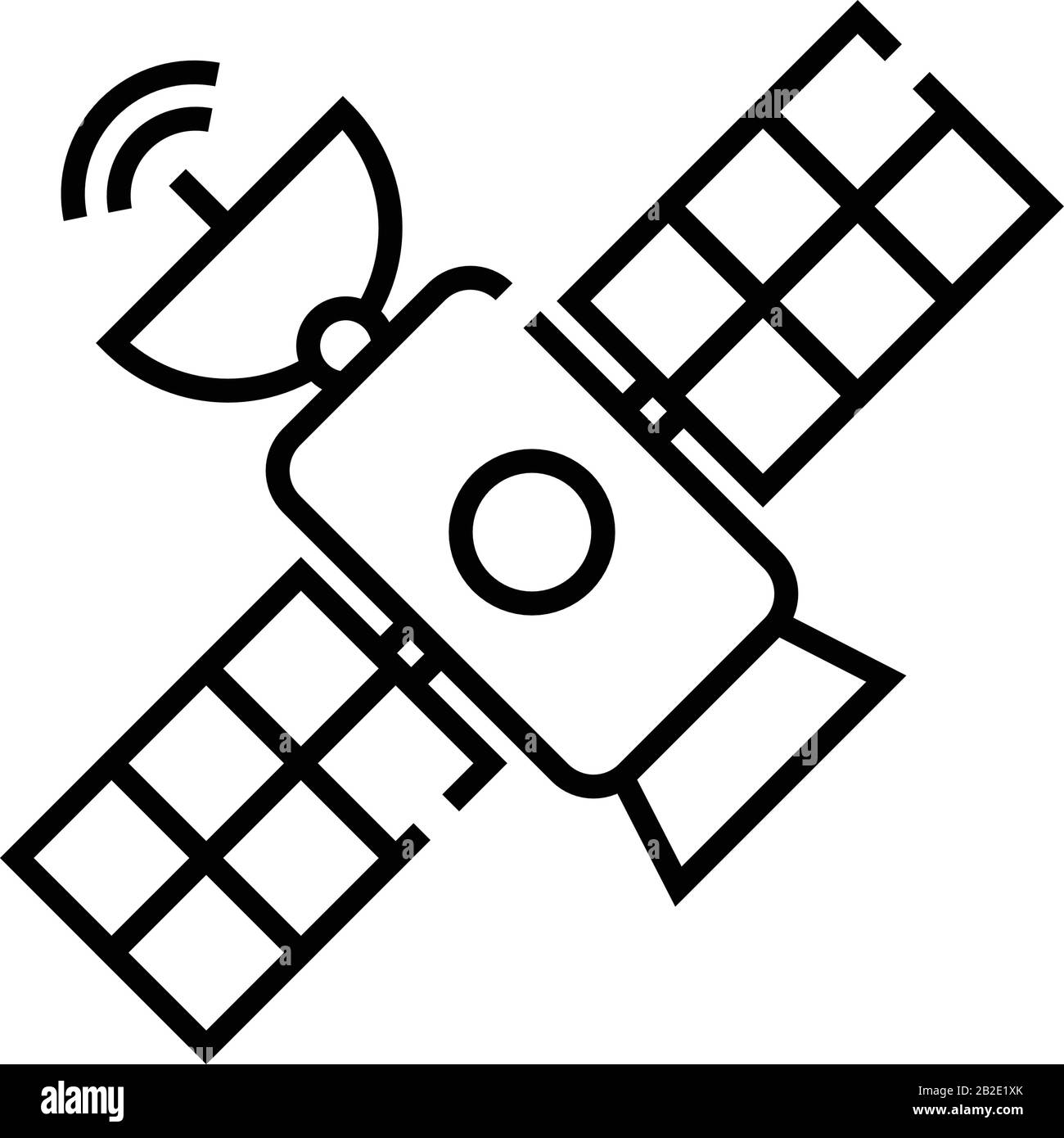 Space satellite line icon, concept sign, outline vector illustration ...