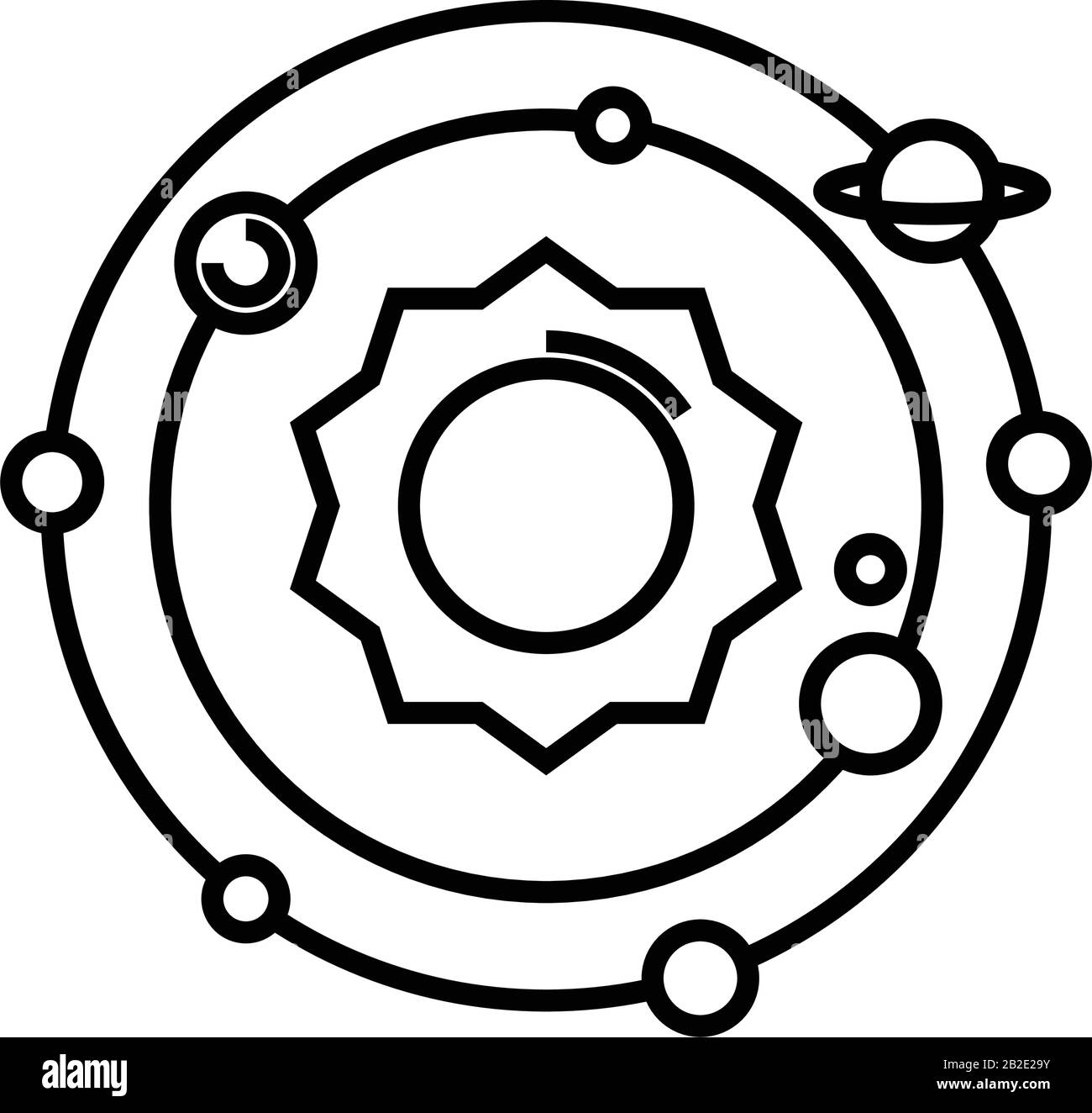 Solar system line icon, concept sign, outline vector illustration ...