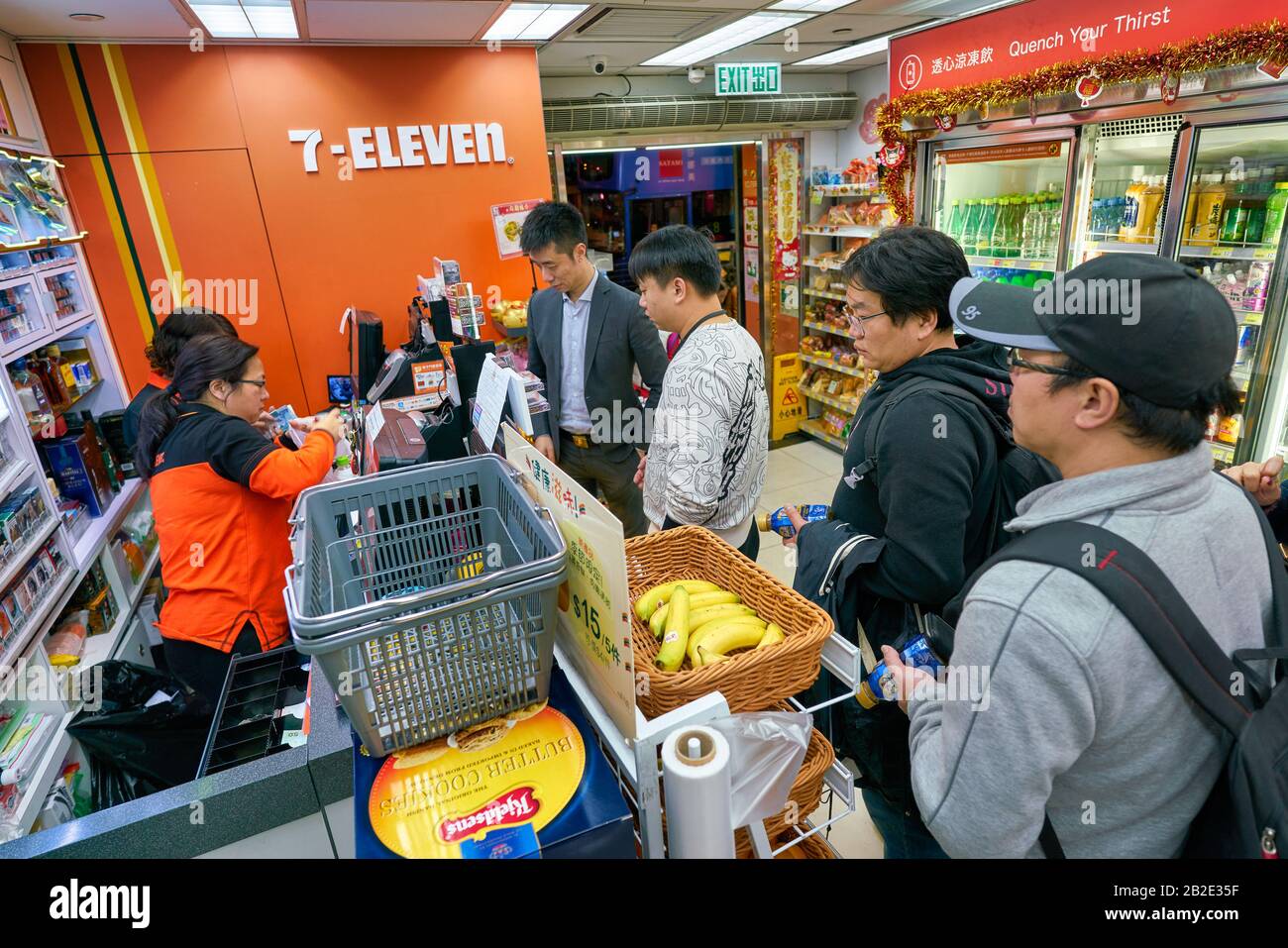 HONG KONG, CHINA - CIRCA JANUARY, 2019: people shopping at a 7-Eleven ...
