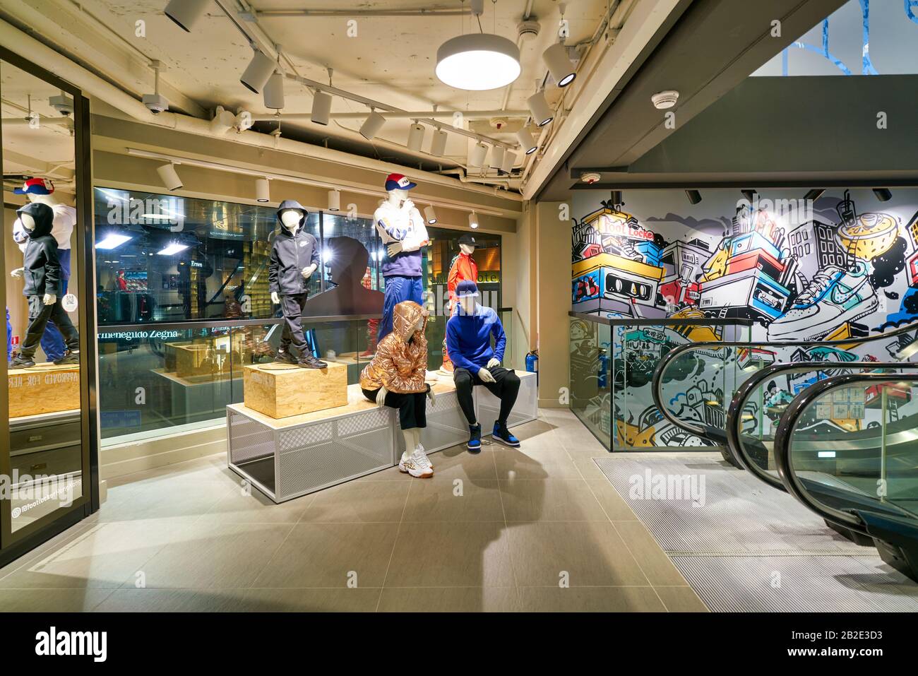 HONG KONG, CHINA - CIRCA JANUARY, 2019: interior shot of a Foot Locker ...