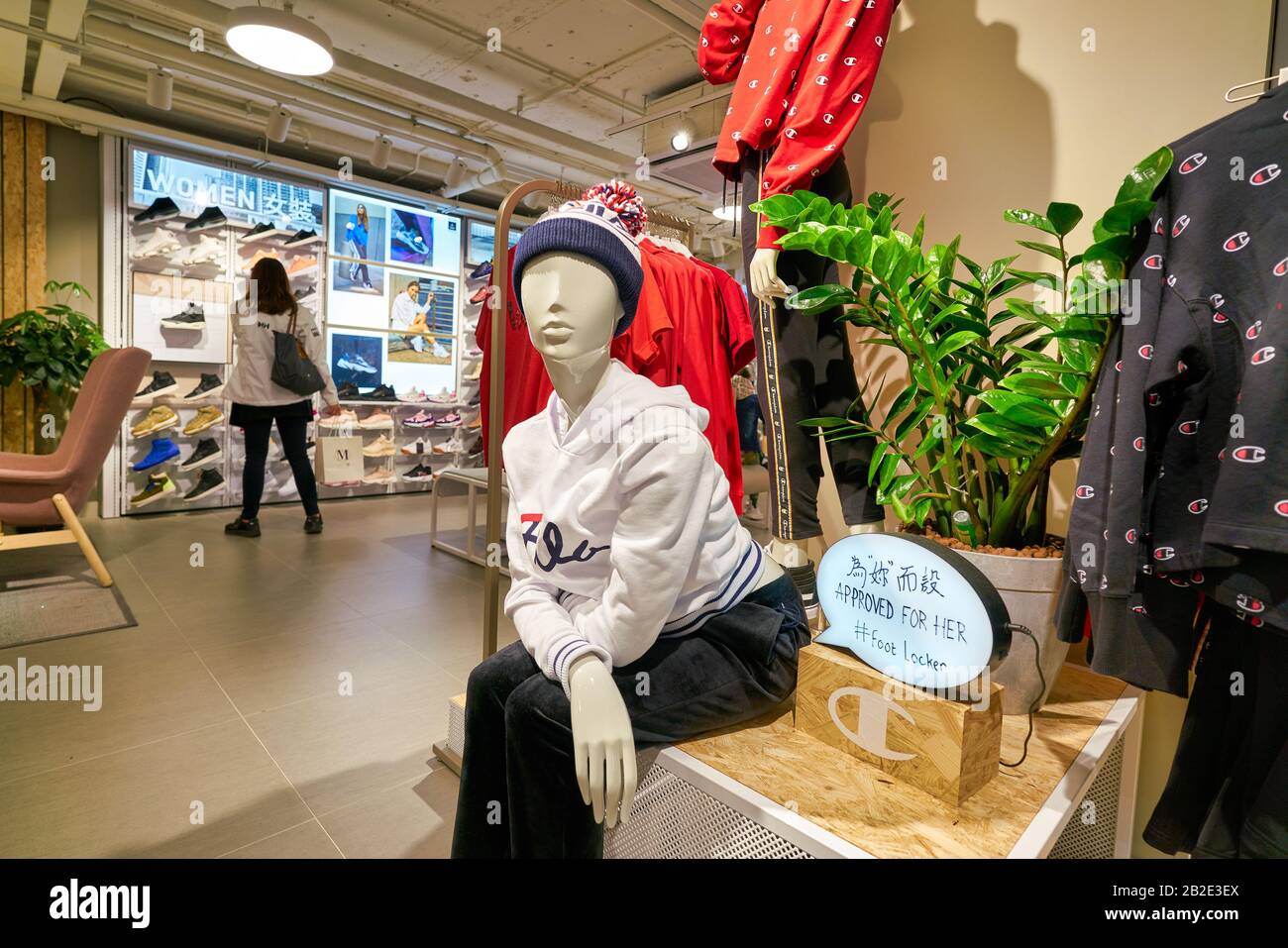 HONG KONG, CHINA - CIRCA JANUARY, 2019: interior shot of a Foot Locker ...