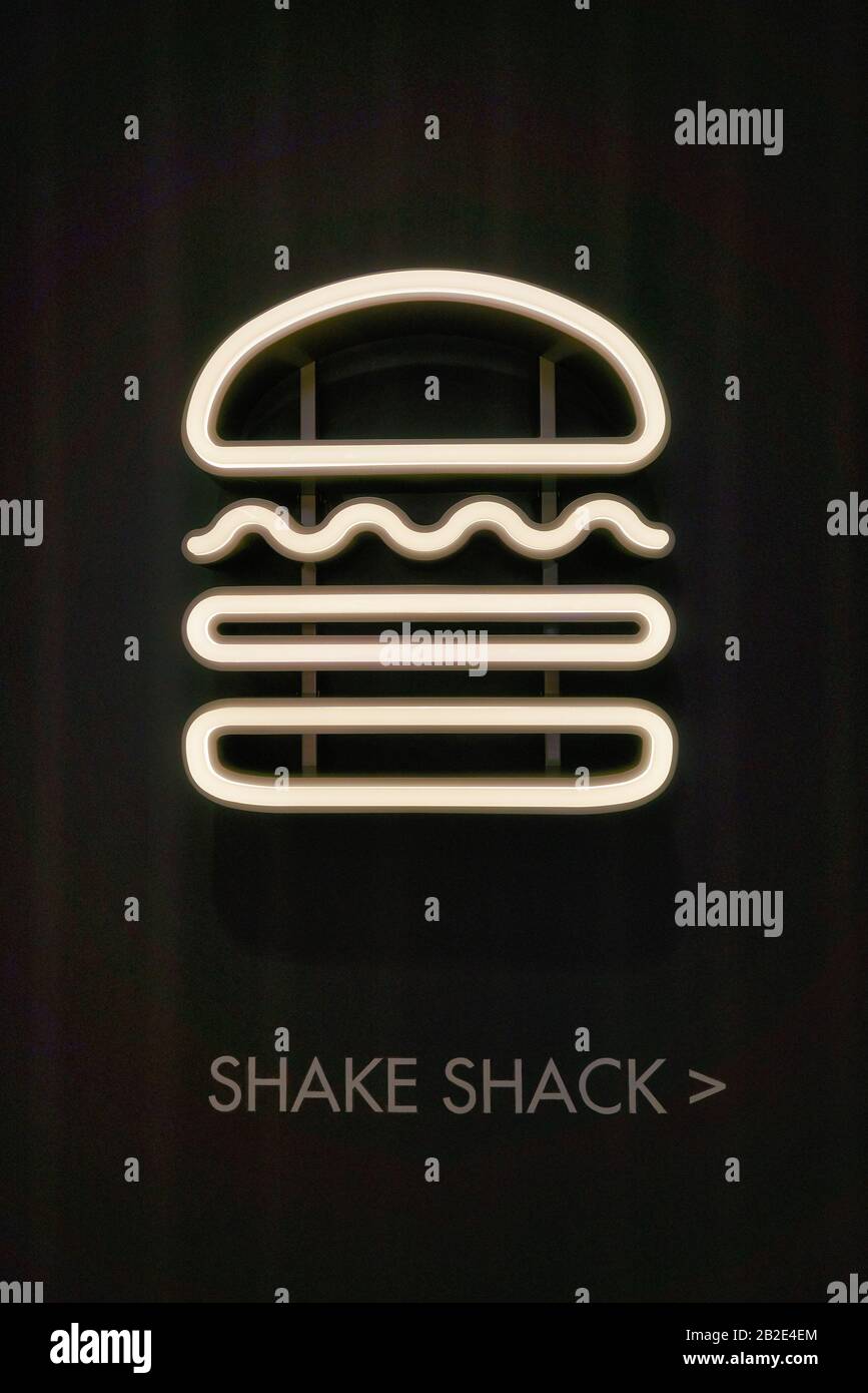 HONG KONG, CHINA - JANUARY 22, 2019: close up shot of Shake Shack sign ...