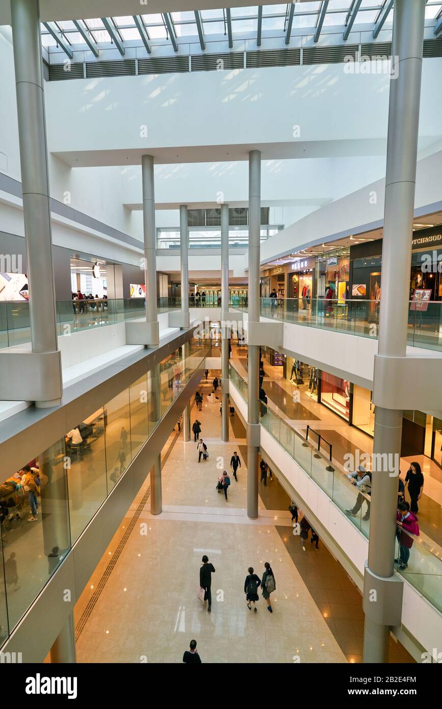 HONG KONG, CHINA - JANUARY 22, 2019: interior shot of the IFC Mall in ...