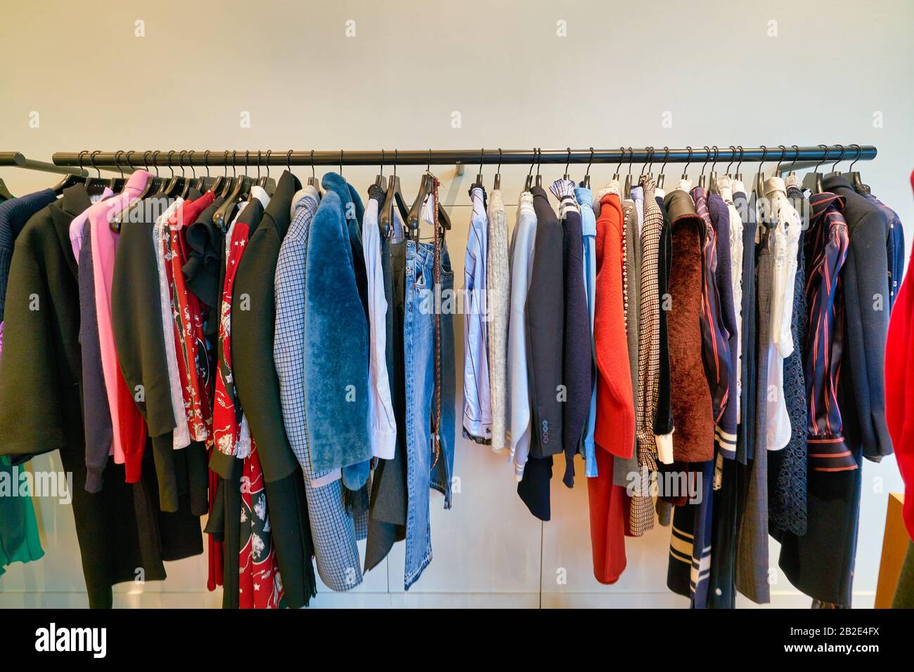 HONG KONG, CHINA - CIRCA JANUARY, 2019: a clothing rack at Sandro store ...
