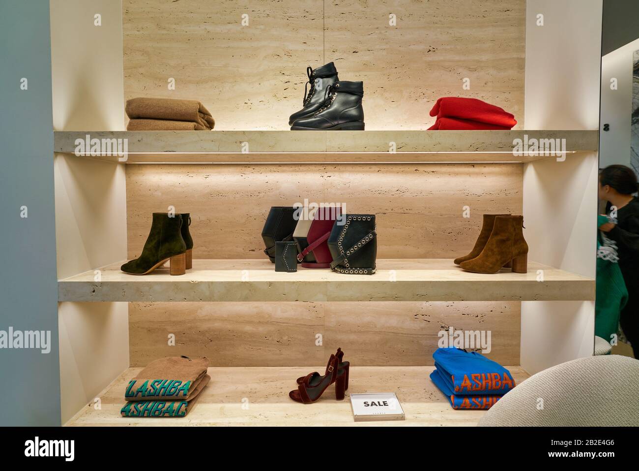 HONG KONG, CHINA - CIRCA JANUARY, 2019: interior shot of Sandro store ...