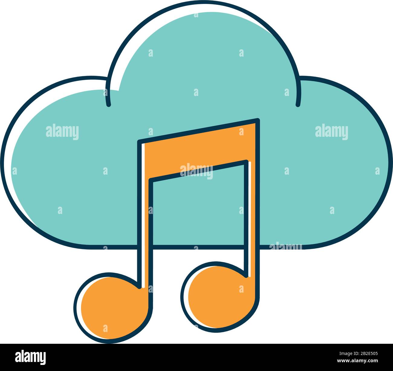 cloud computing note musical melody sound music vector illustration ...
