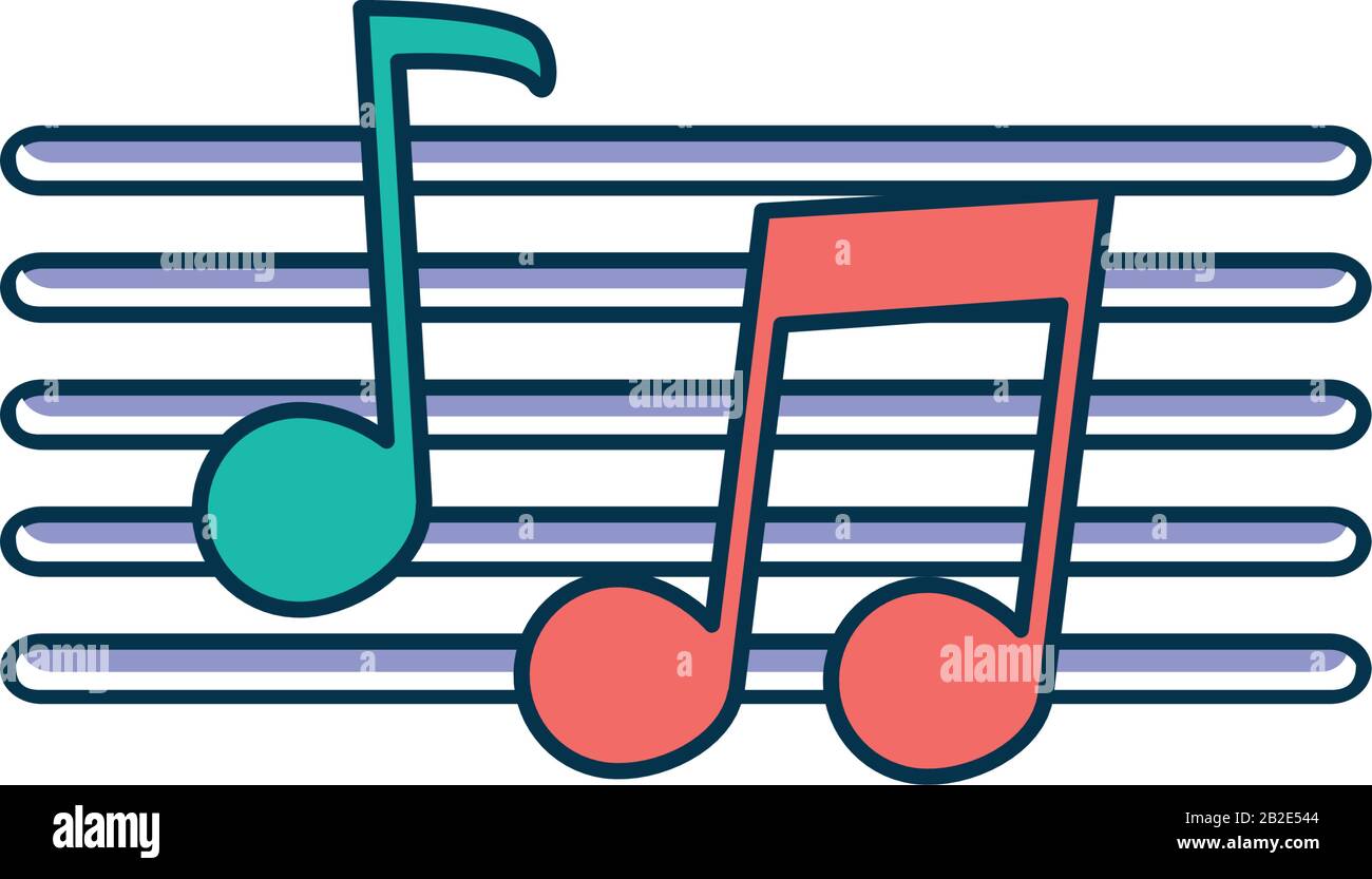 musical notes pentagram melody sound music vector illustration line and ...