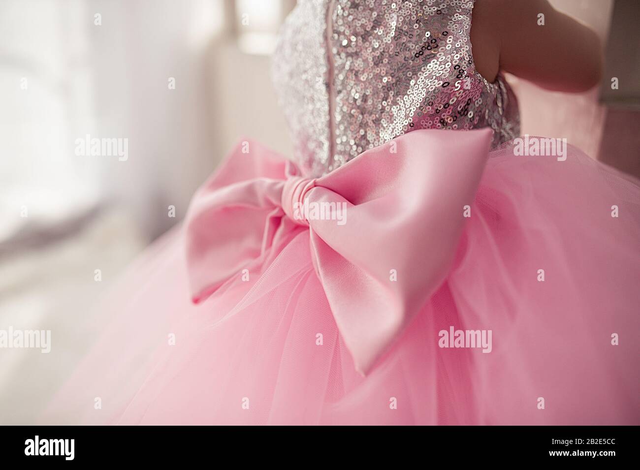 adorable puffy pink dress for a girl from tulle, with a huge pink bow ...