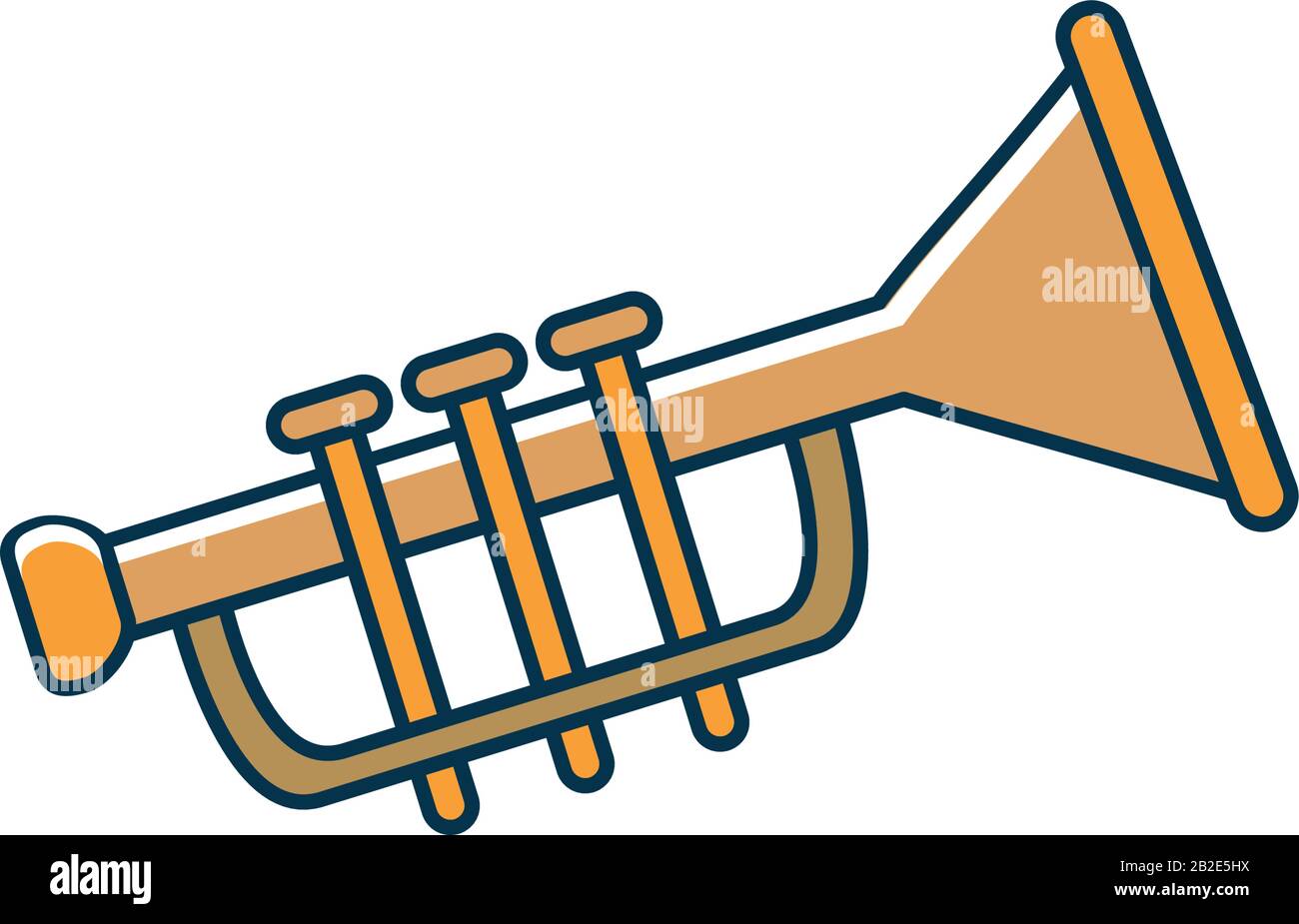 trumpet wind instrument melody sound music vector illustration line and ...