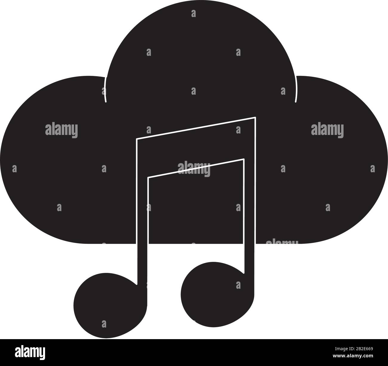 cloud computing note musical melody sound music vector illustration ...