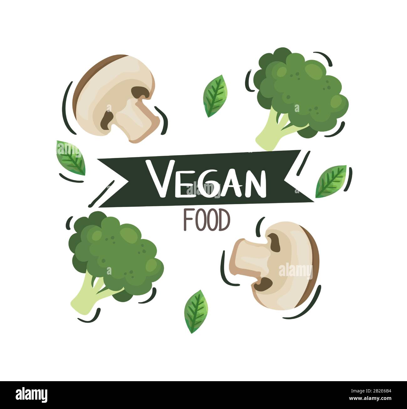 vegan food poster with mushrooms and broccoli Stock Vector Image & Art ...