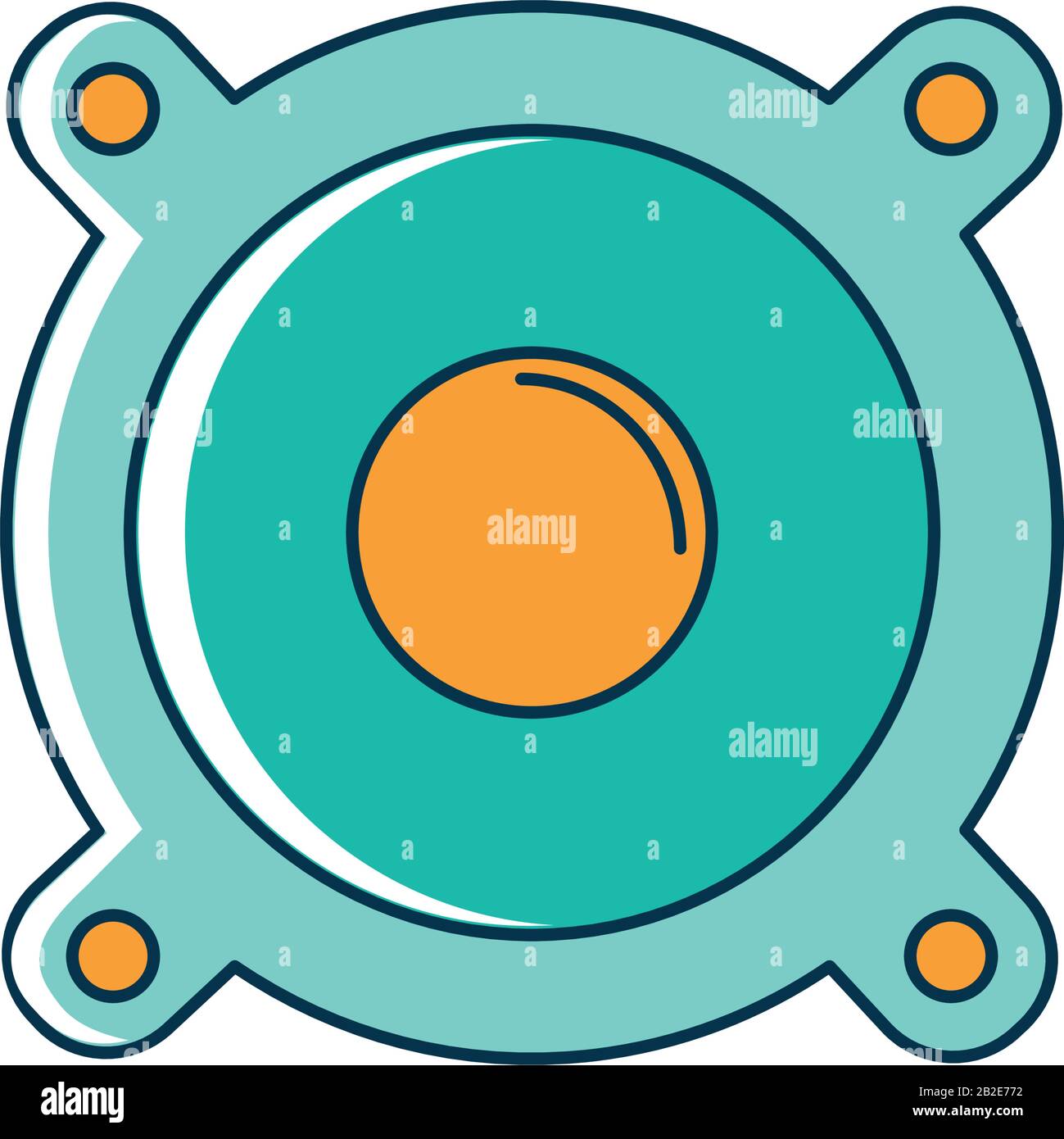 Musical Bass Speaker Melody Sound Music Vector Illustration Line And Fill Style Stock Vector