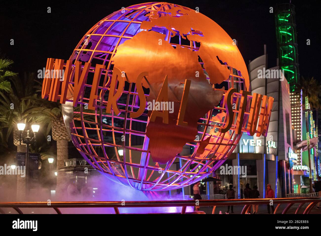 Universal Studios world ball at entrance to the amusement park Stock ...