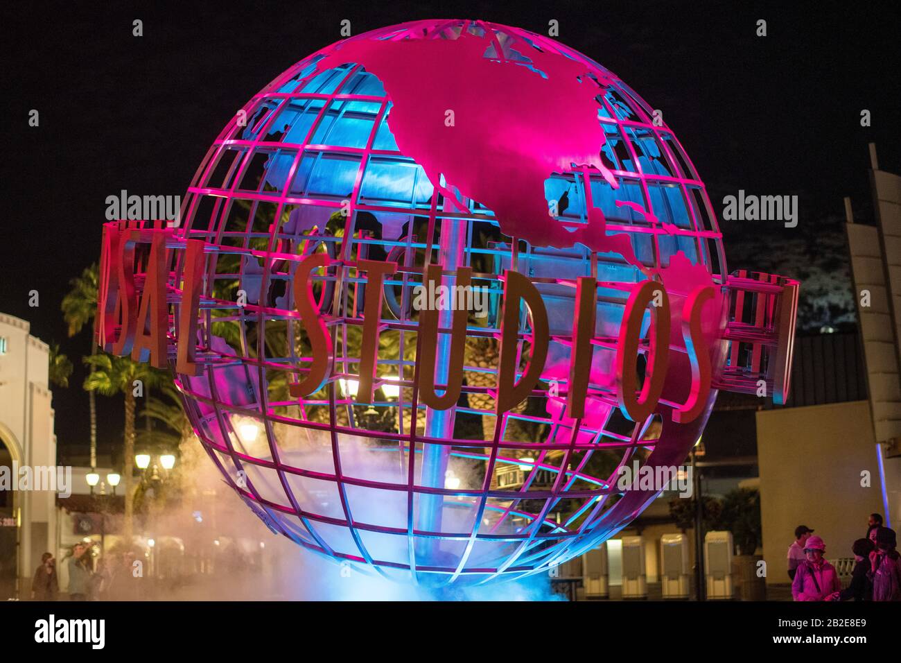 Universal Studios world ball at entrance to the amusement park Stock ...