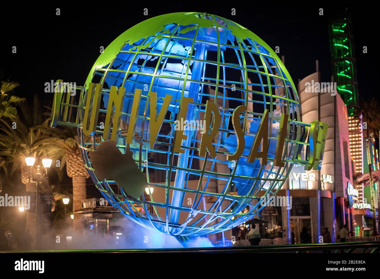 Universal Studios world ball at entrance to the amusement park Stock ...