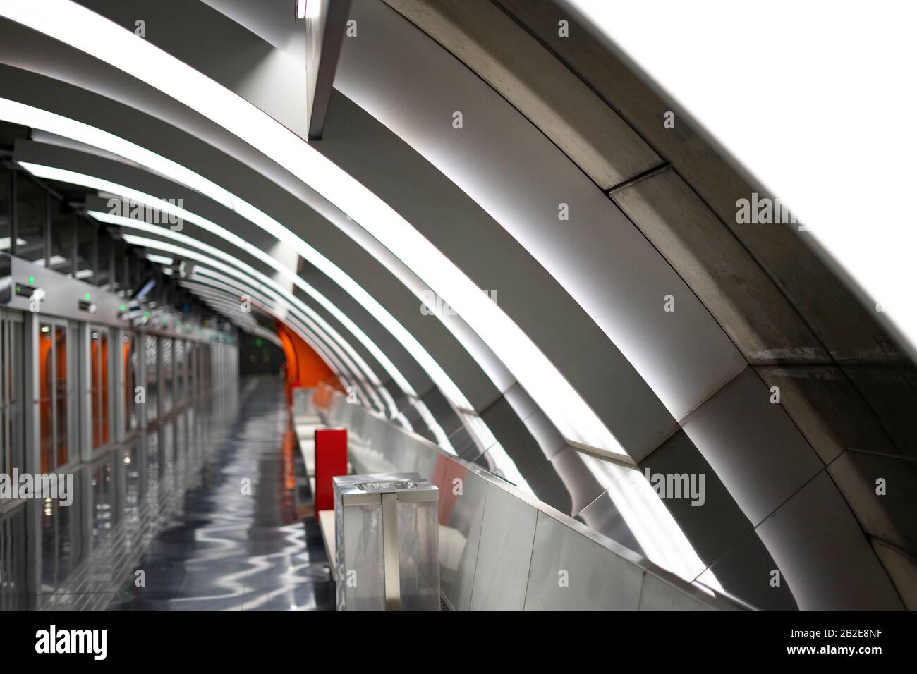 Modern metro station with Led lights. Train station Stock Photo - Alamy