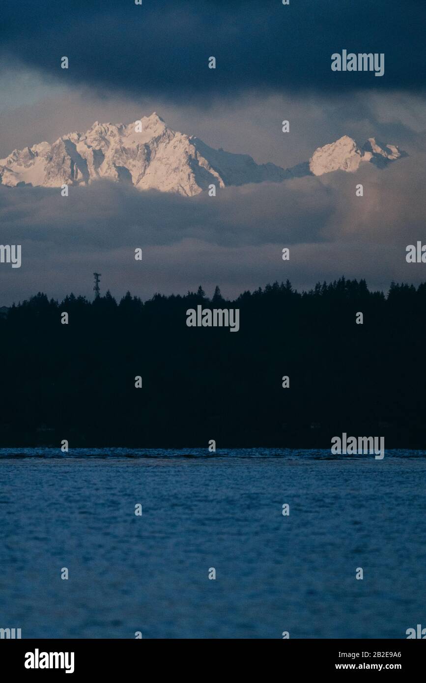 Mount Constance from across the Puget Sound in greater Seattle Stock ...
