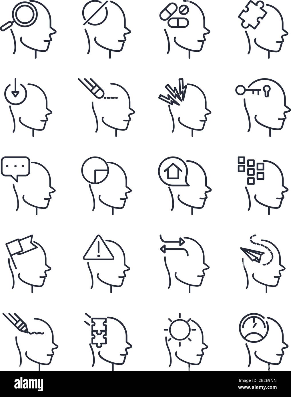 alzheimers disease neurological brain medical condition icons set ...