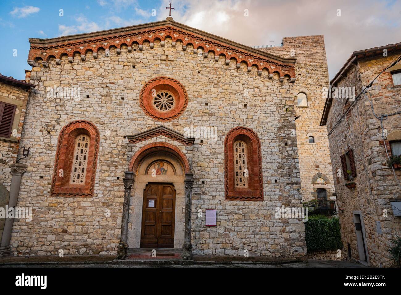 Vertine, Italy - November 4, 2019: View of the ancient church in the ...