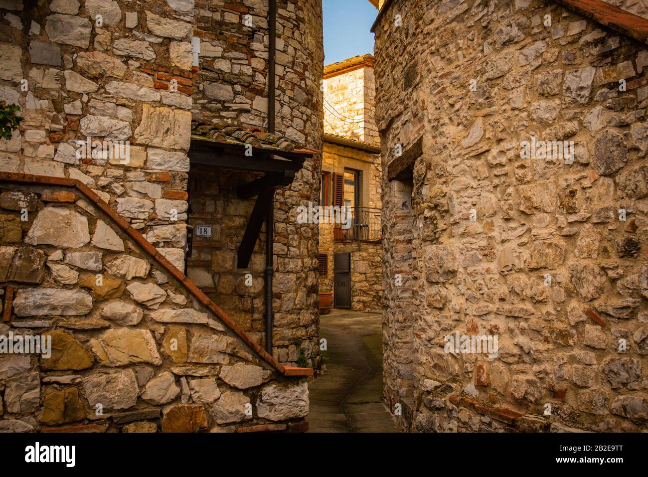 Vertine, Italy - November 4, 2019: View of the idyllic and famous town ...