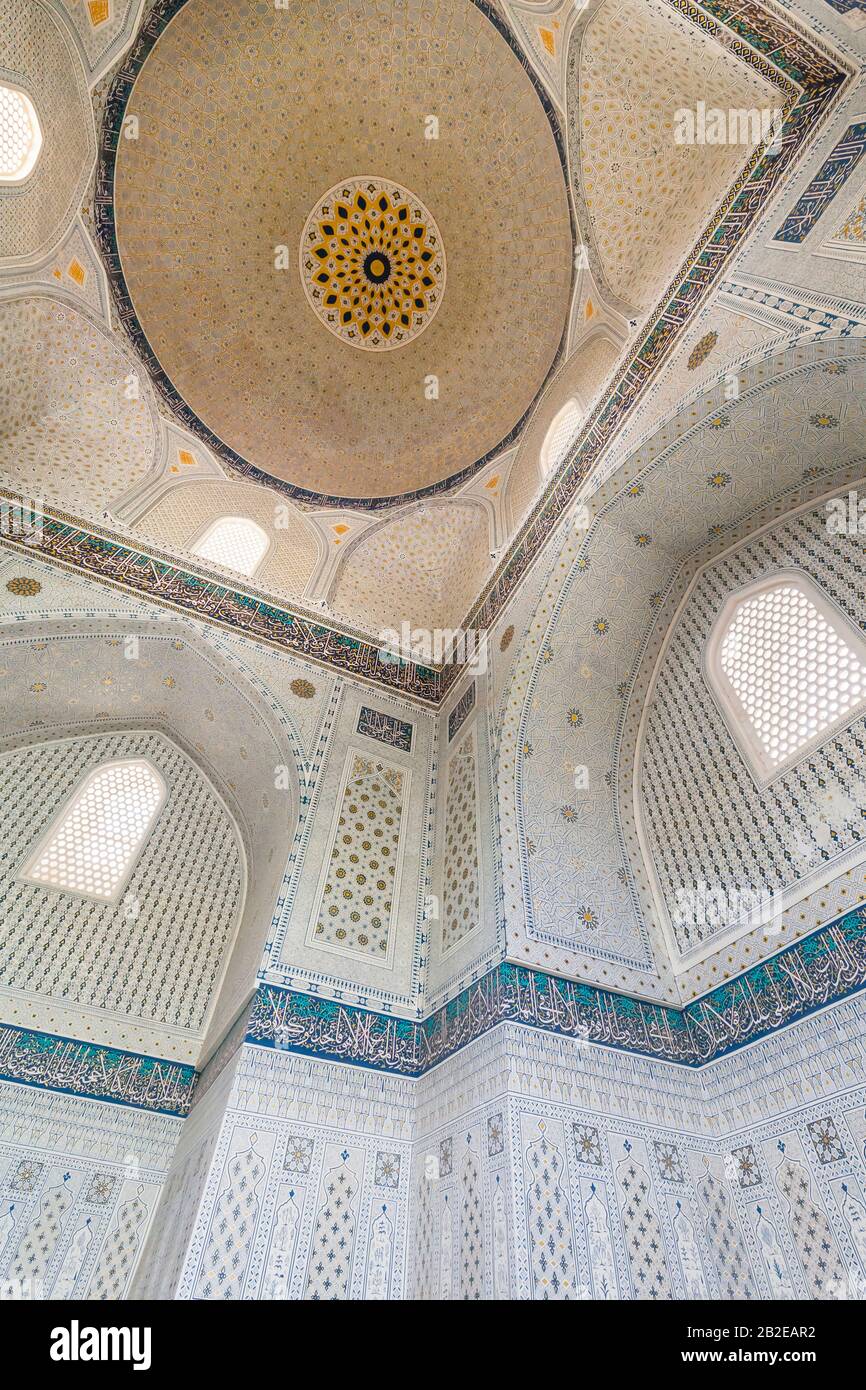Interior of Iwan, is Islamic hall, at courtyard of Bibi Khanym Mosque ...