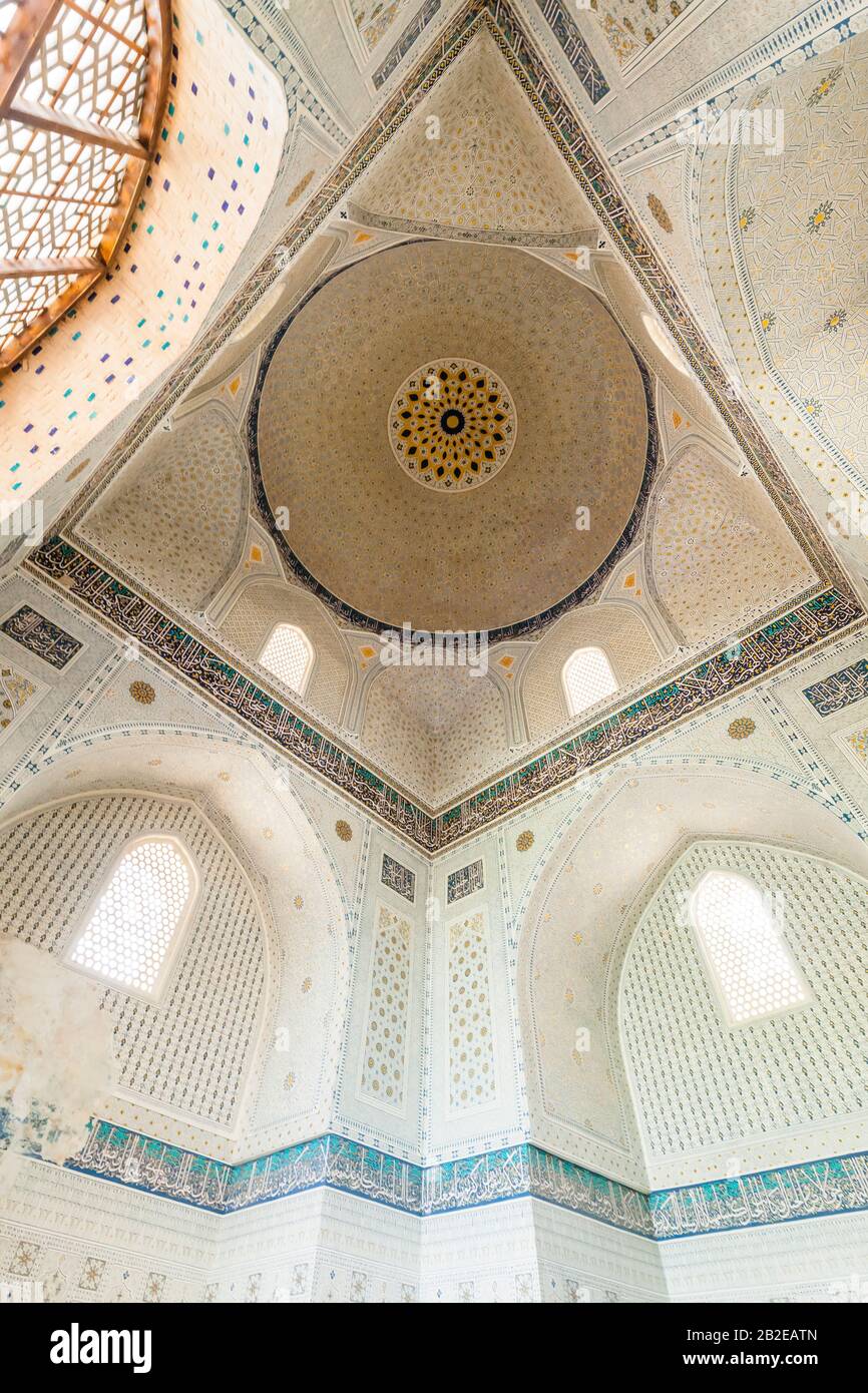 Interior of Iwan, is Islamic hall, at courtyard of Bibi Khanym Mosque ...