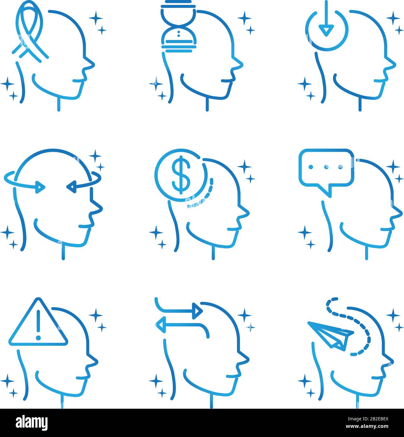 alzheimers disease neurological brain medical condition icons set ...