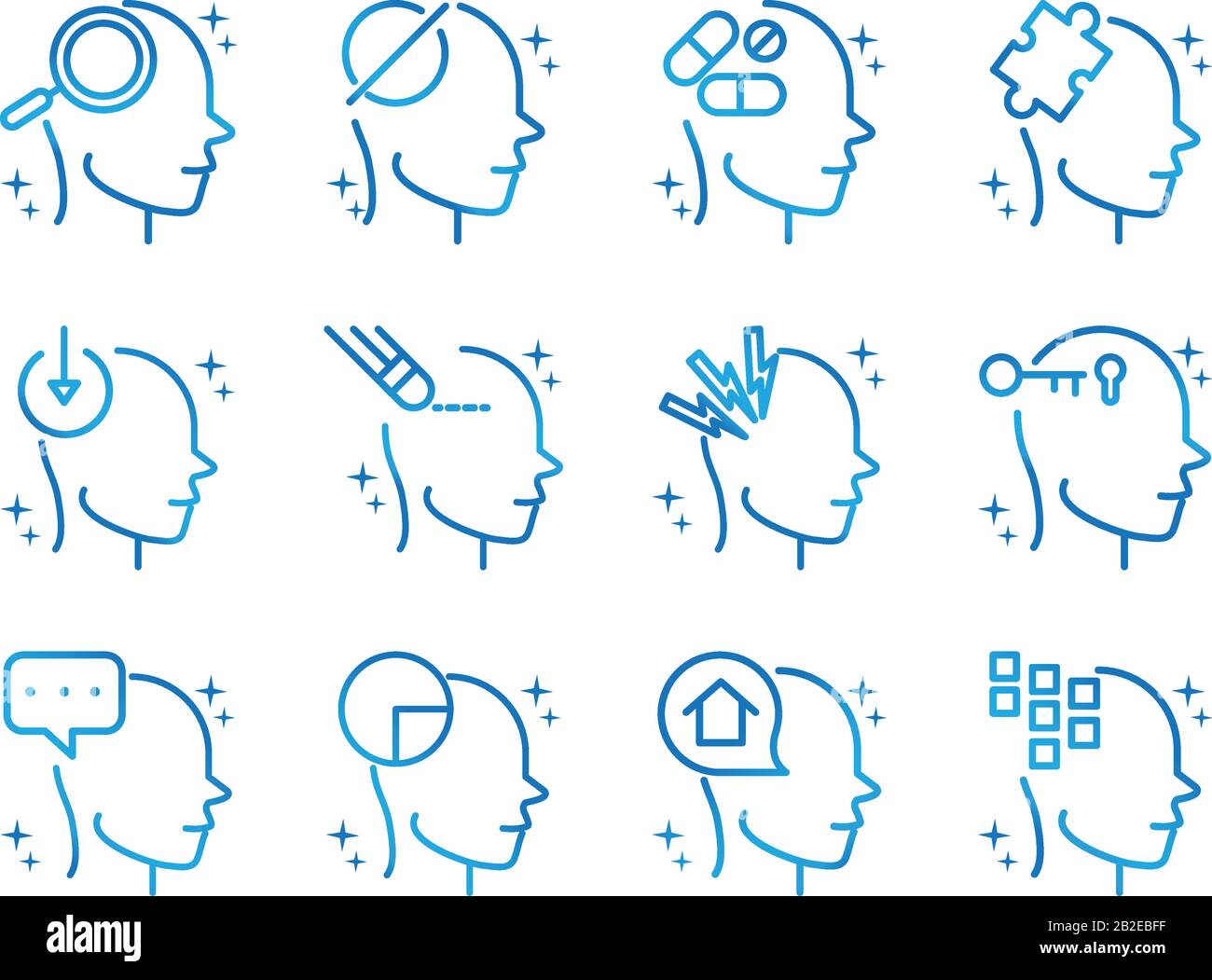 alzheimers disease neurological brain medical condition icons set ...