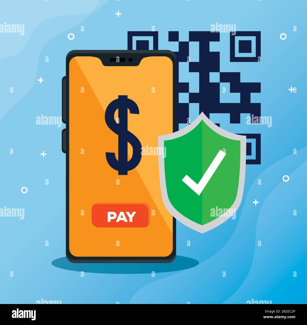 scan qr code with smartphone and shield Stock Vector Image & Art - Alamy