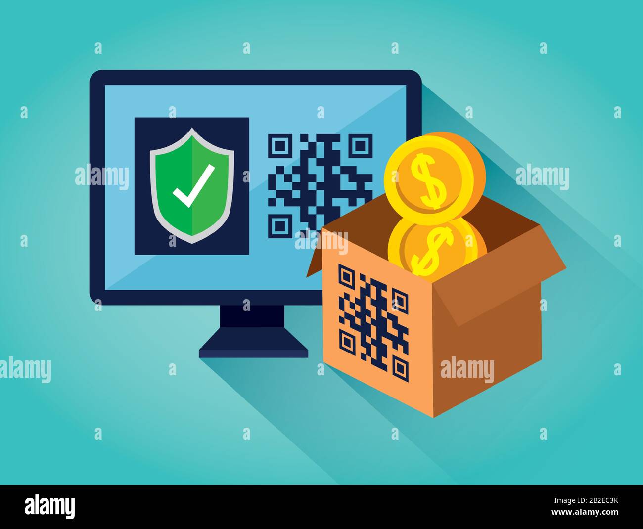 Scan qr code box Stock Vector Images - Alamy