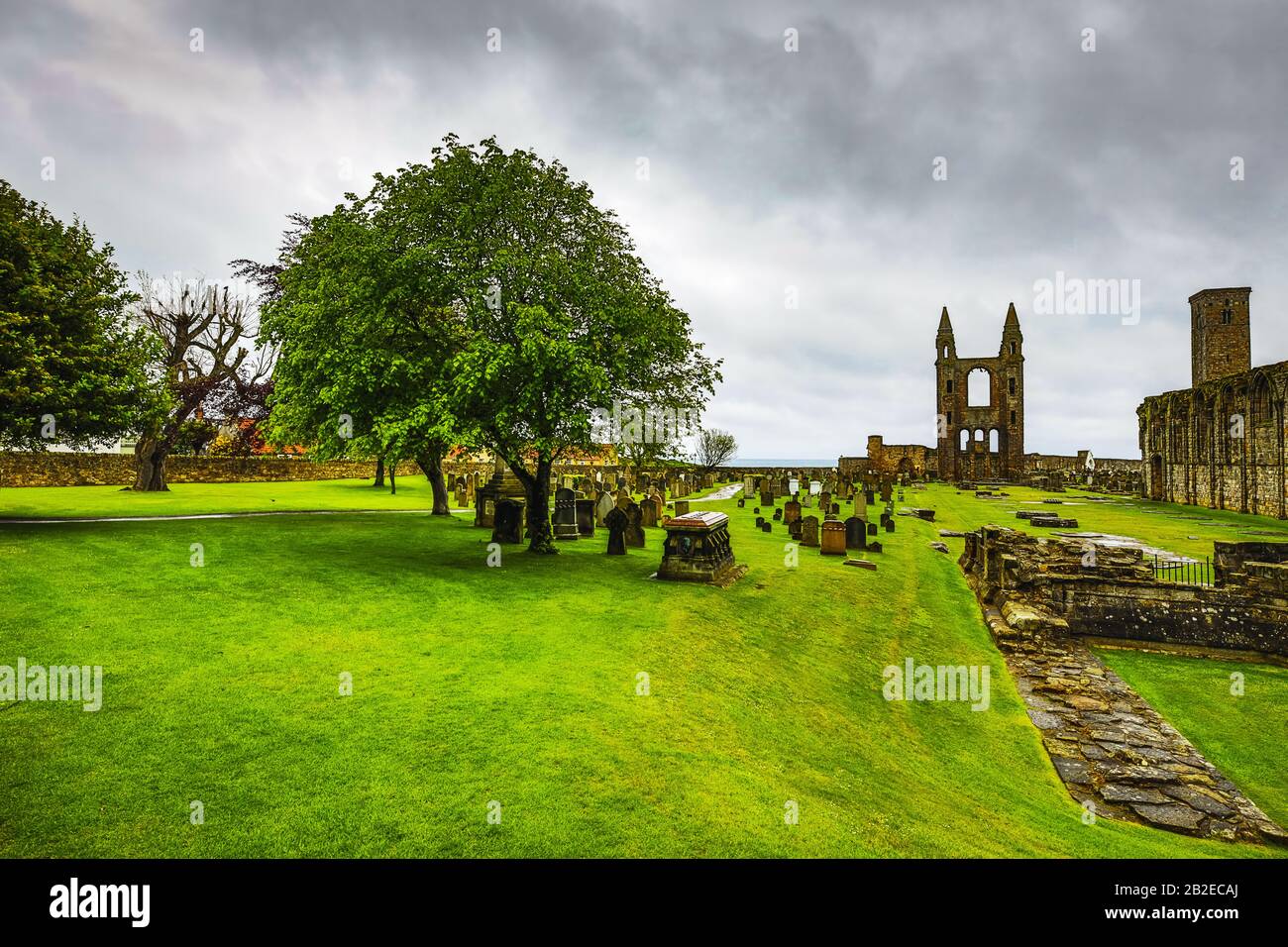 Ancient Scottish medieval buildings and beautiful landscape of ...