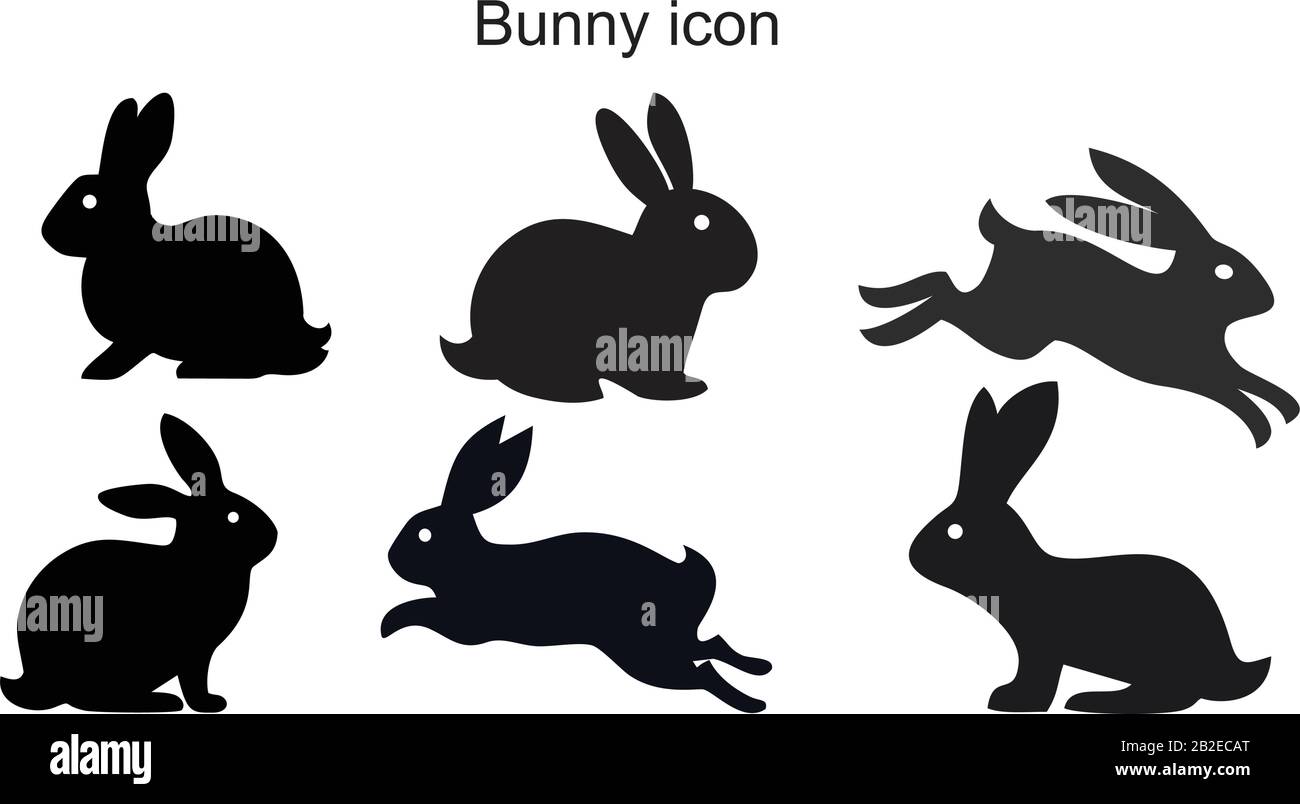Bunny icon template black color editable. Bunny icon symbol Flat vector ...