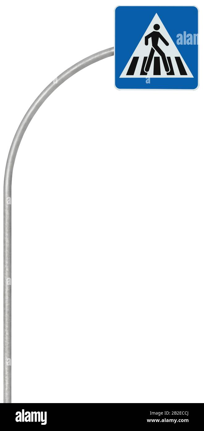 Zebra crossing road sign, pedestrian cross warning traffic roadside ...