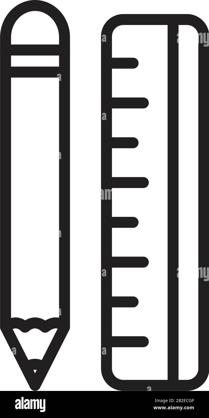 Pencil and ruler icon template black color editable. Pencil and ruler ...