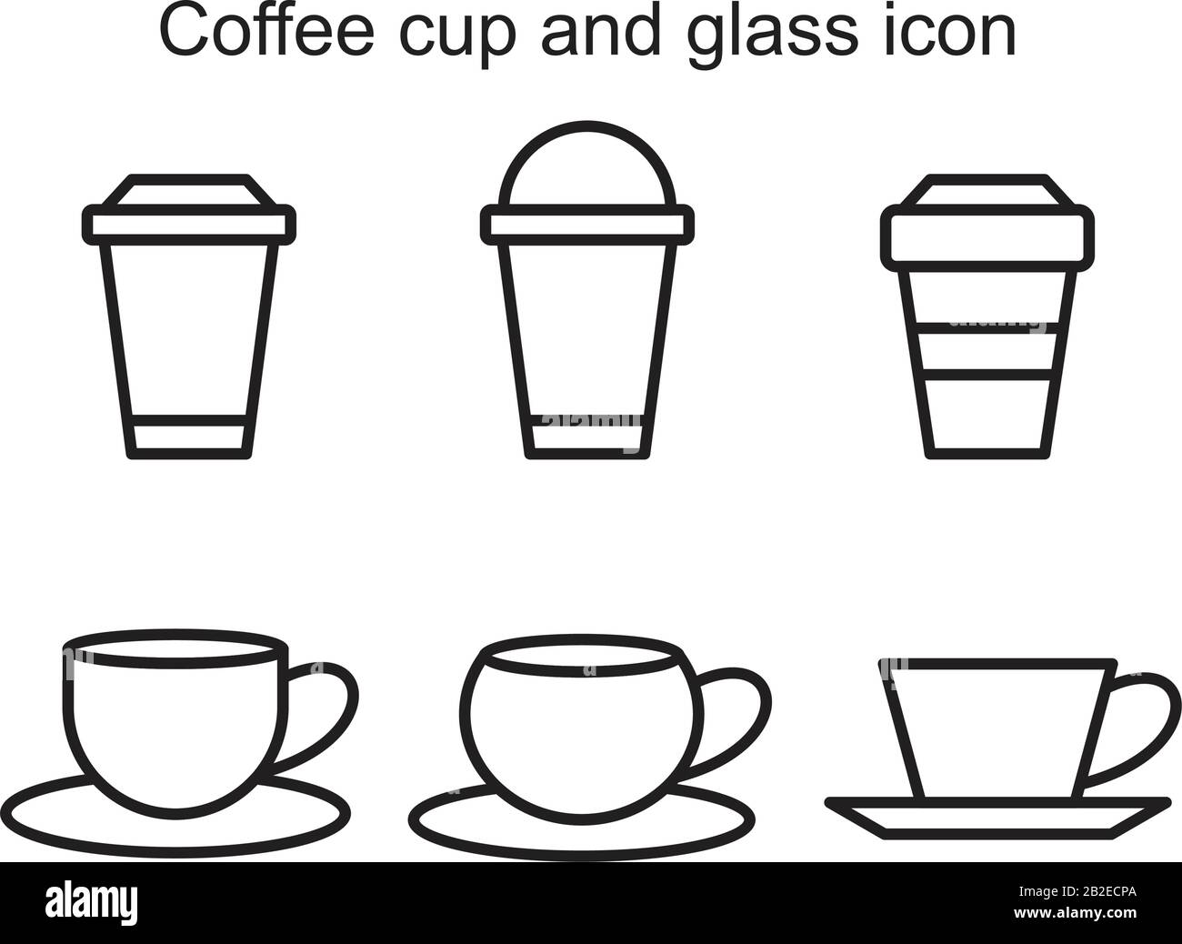 Coffee cup and glass icon template black color editable. Coffee cup and ...