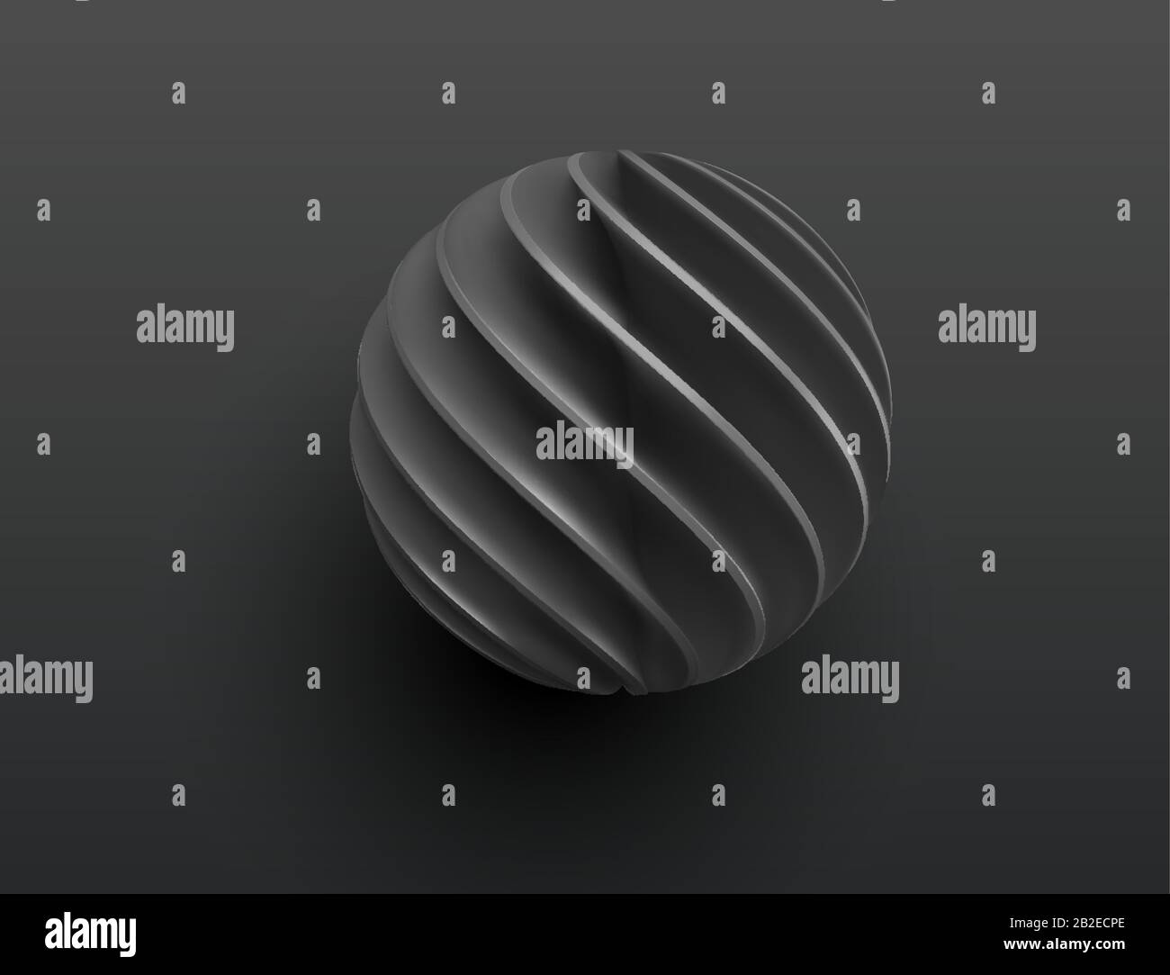 Black Paper cut 3d realistic layered sphere. Concept design element for ...