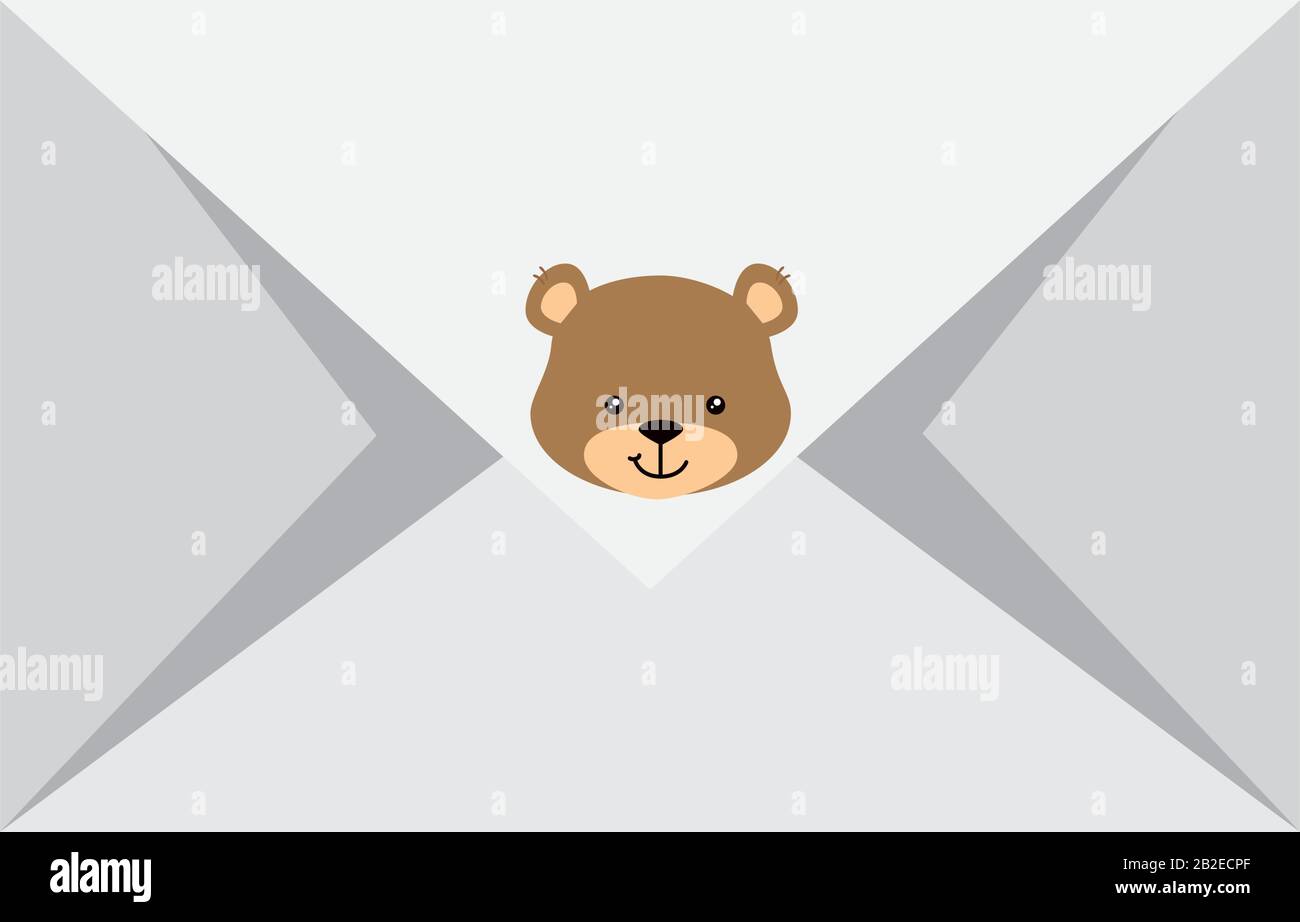envelope with face of cute teddy bear isolated icon Stock Vector Image ...
