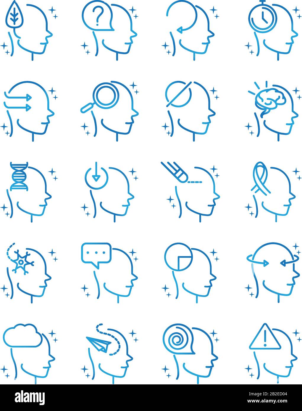 alzheimers disease neurological brain medical condition icons set ...