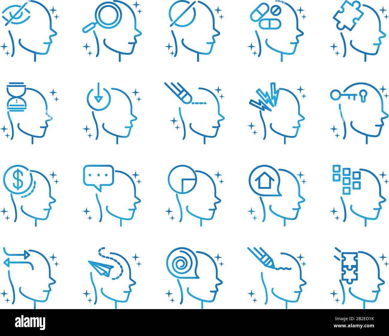 alzheimers disease neurological brain medical condition icons set ...