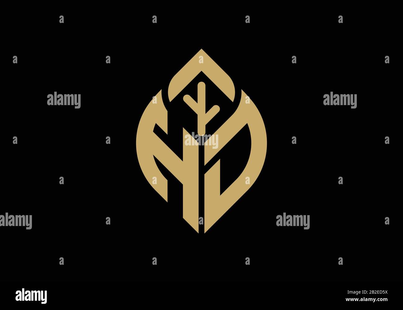 Initial letter H and D with abstract leaf logo sign symbol Stock Vector ...