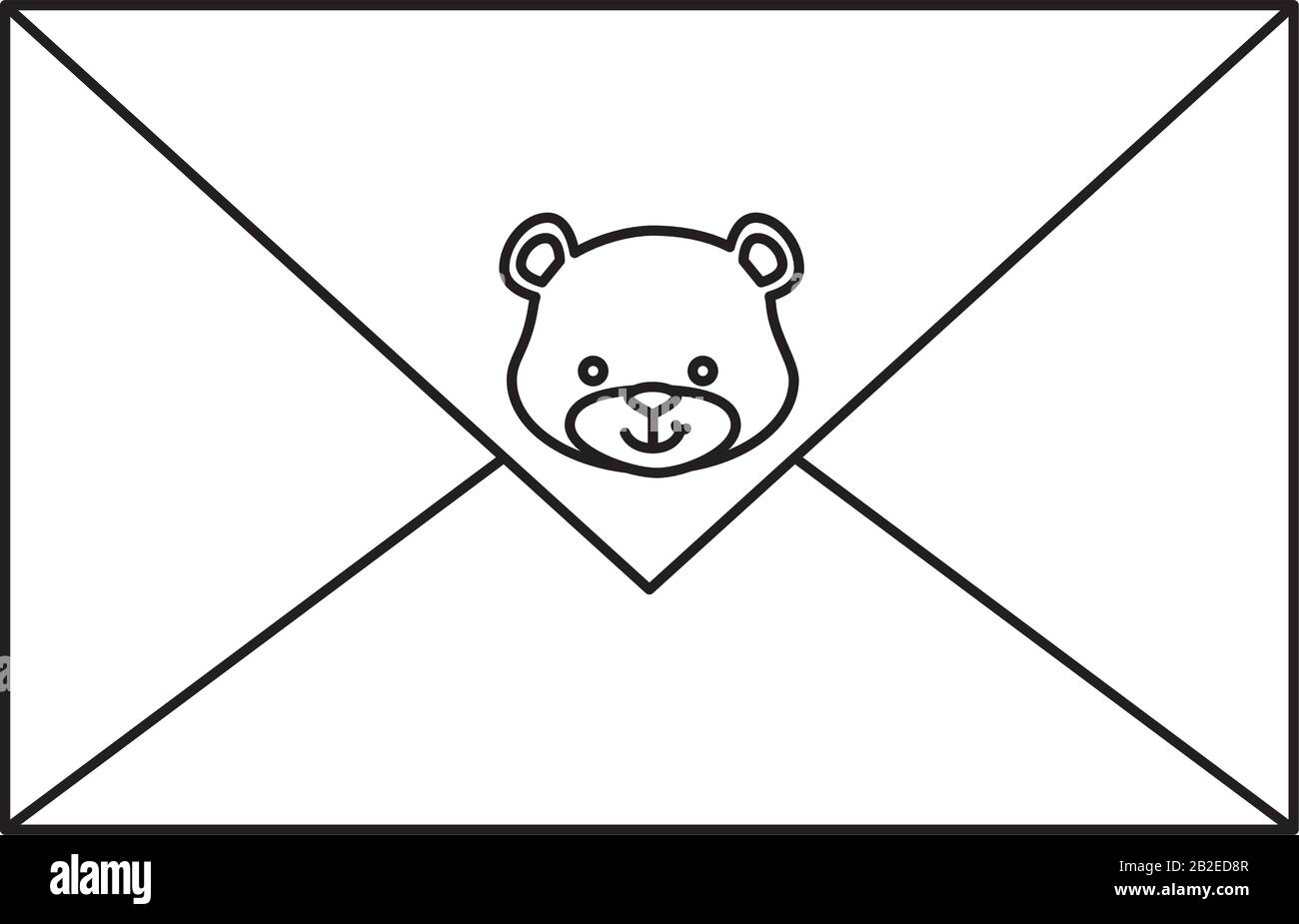 envelope with face of cute teddy bear isolated icon Stock Vector Image ...