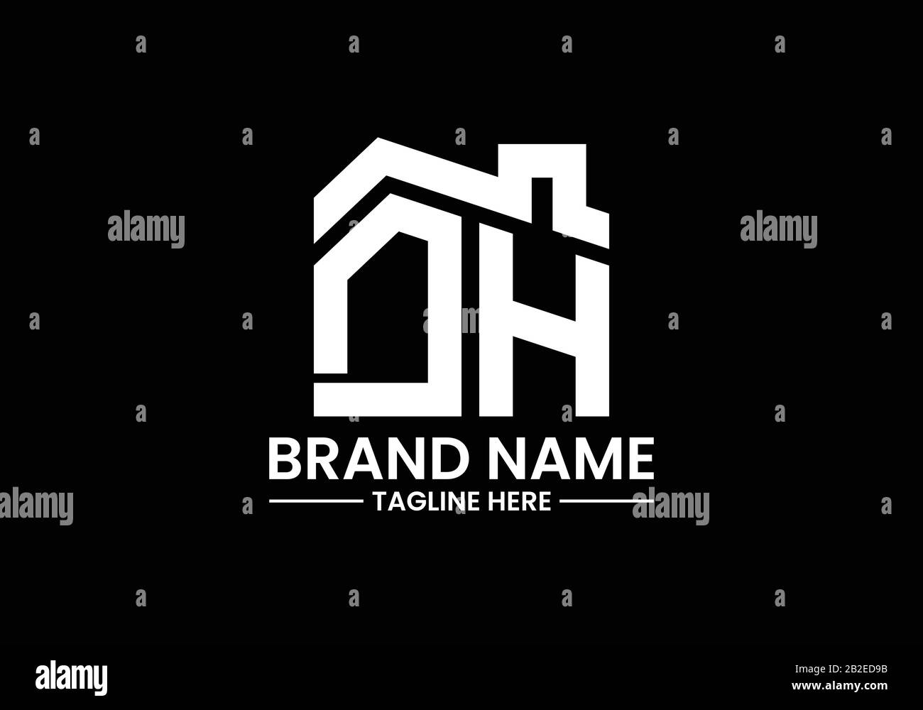 Initial Letter D and H with the roof. Real estate logo design concept ...
